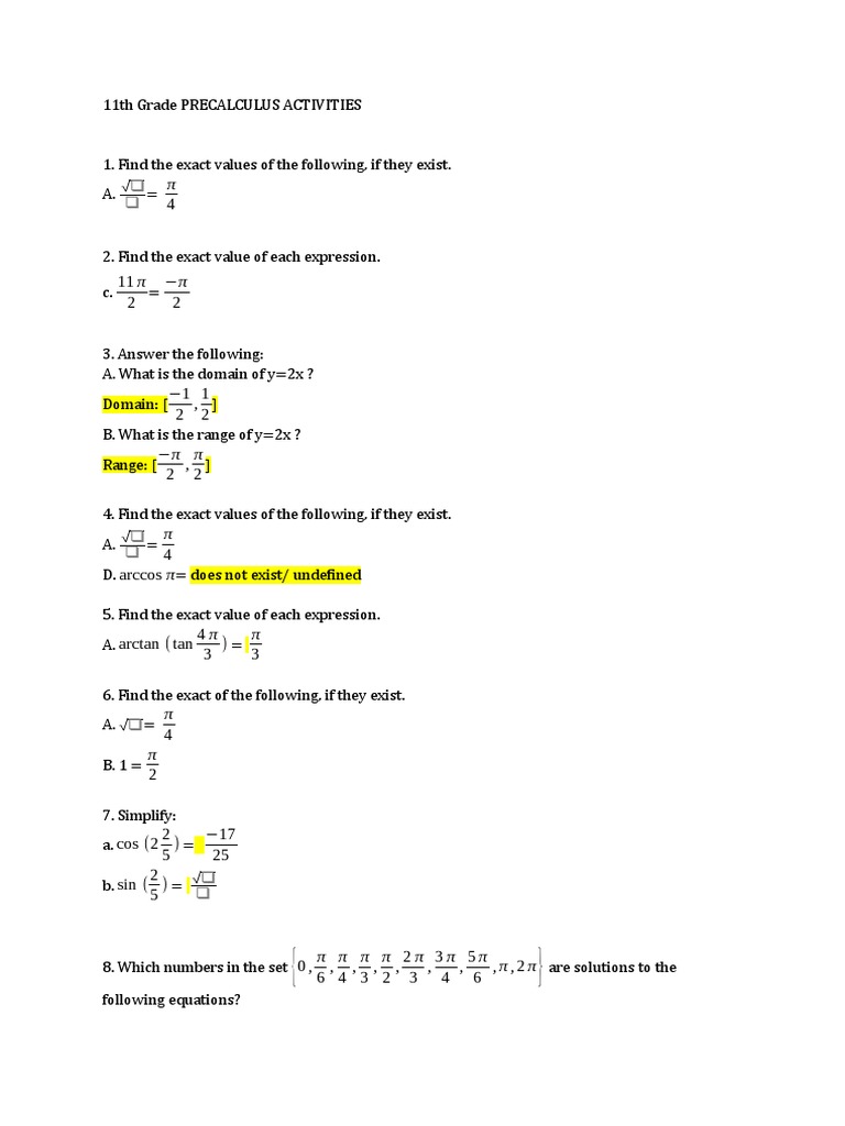 ACTIVITY-PRECALCULUS-trigonometric Functions | PDF | Trigonometric ... ACTIVITY-PRECALCULUS-trigonometric Functions | PDF | Trigonometric ...