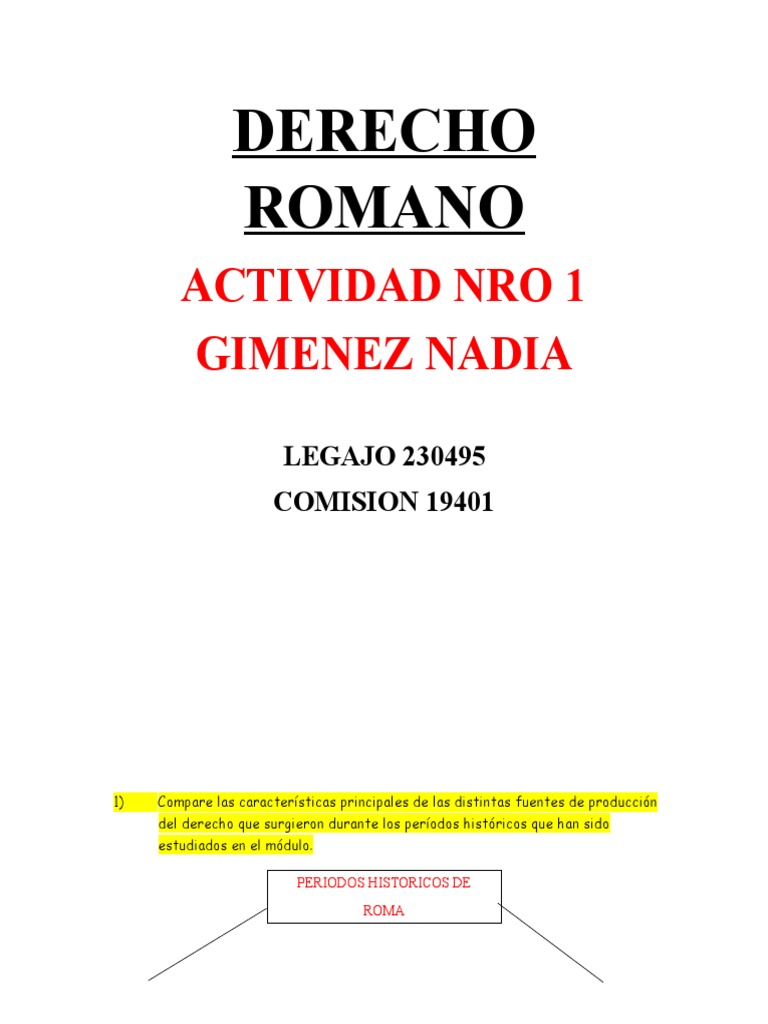 Derecho Romano Actividad 1 Uk | PDF