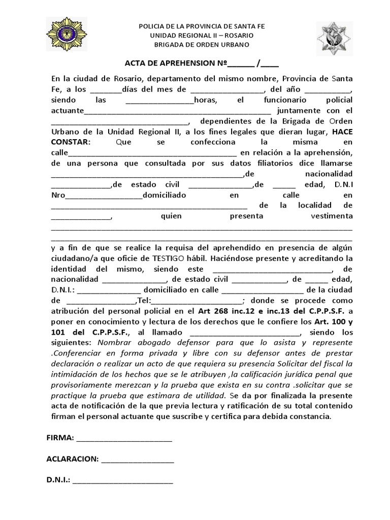 Acta de Aprehension | PDF | Justicia | Crimen y violencia Acta de Aprehension | PDF | Justicia | Crimen y violencia