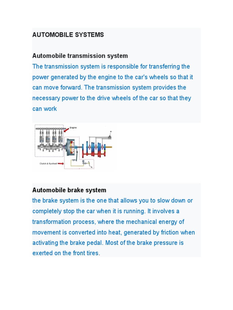 Automobile Systems | PDF