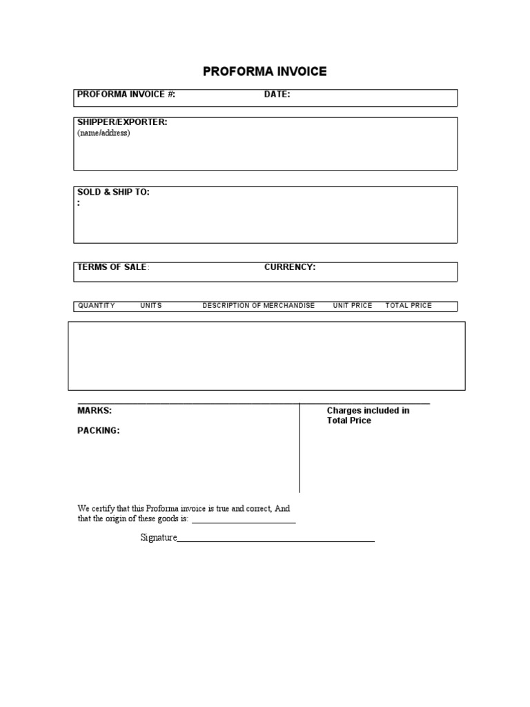 Proforma Invoice Format | PDF