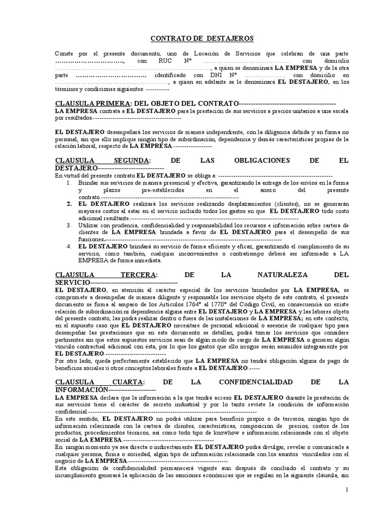 Contrato de DESTAJO | PDF