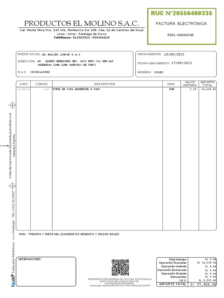 Factura Lurin 18 | PDF | Tecnología bancaria | Pagos