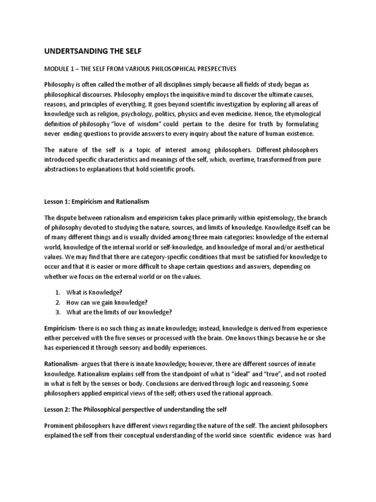 Uself Module 1 | PDF | Knowledge | Philosophy Of Self