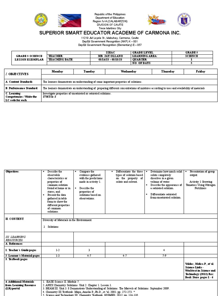 Grade 7 Science Week 2 Overview | PDF | Mixture | Nature