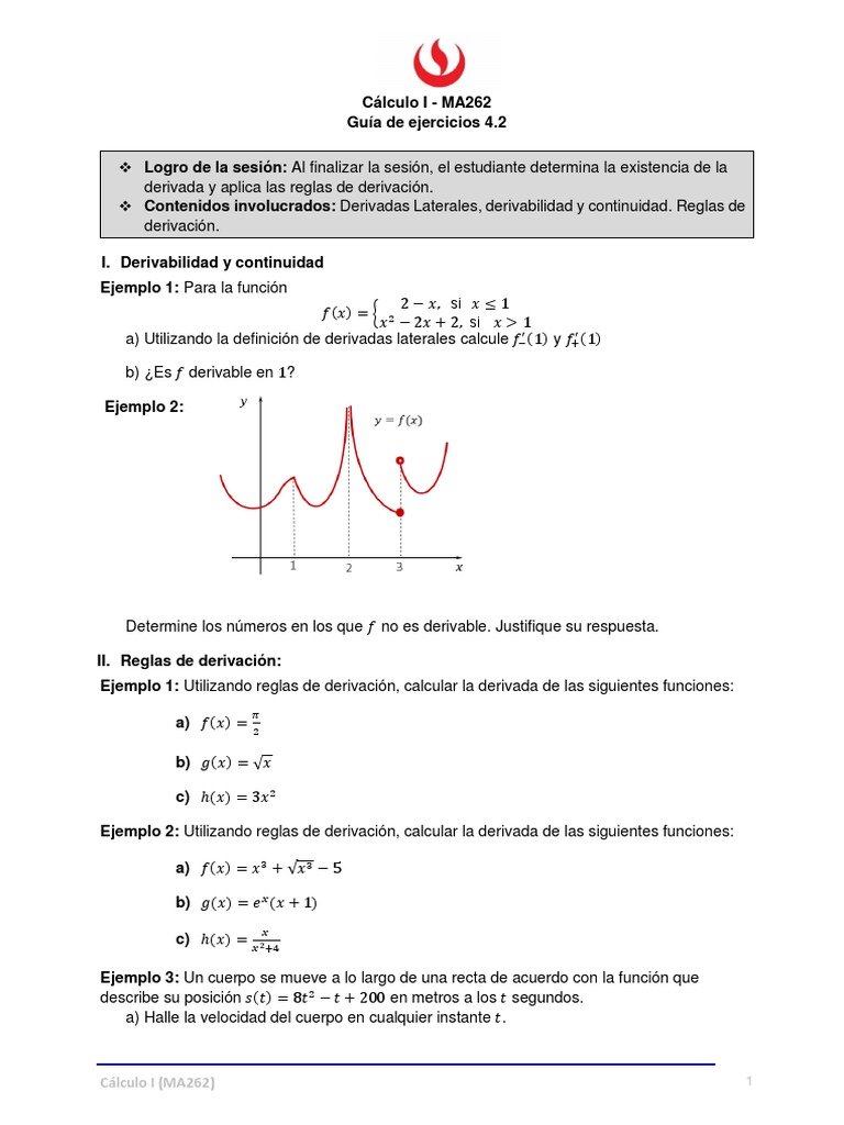 MA262 - Guía de Ejercicios - Sesión 4.2 | PDF | Derivado | Velocidad