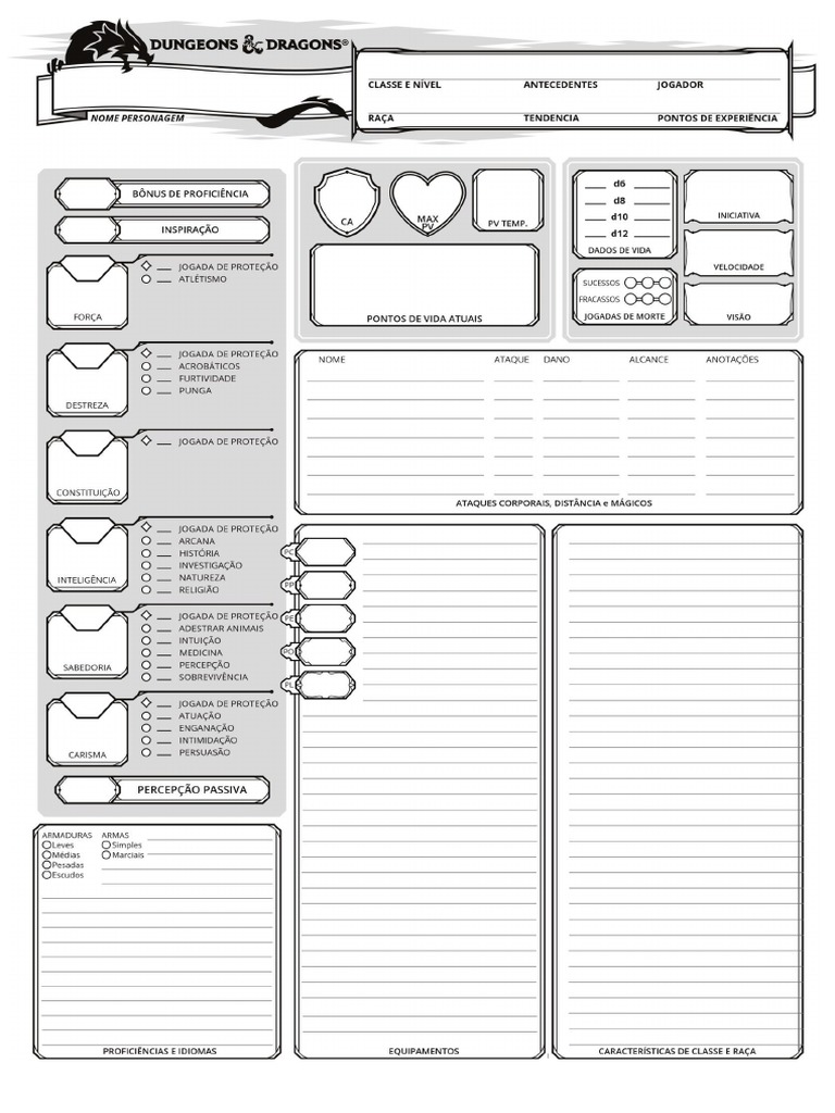 D&D5 - Ficha de Personagem | PDF