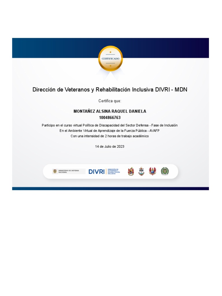 Certificación Curso Inclusión Discapacidad | PDF