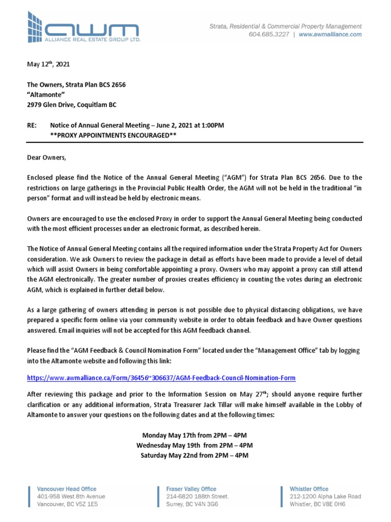 161 AGM Notice DRAFT (06-02-21) | PDF