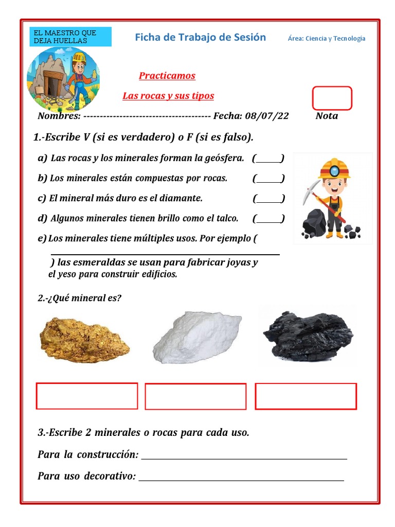 Ficha Las Rocas y Sus Tipos 6° B | PDF