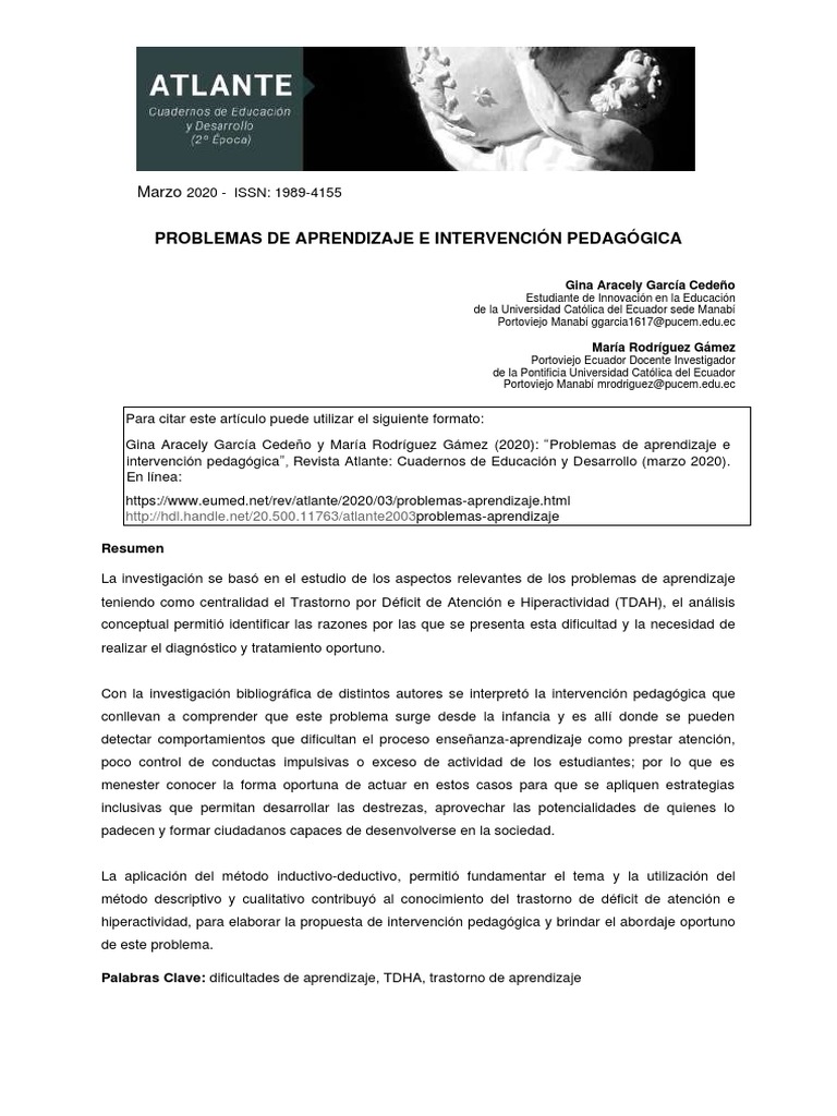 Problemas-Aprendizaje e Intervencion Pedagogica | Descargar gratis PDF | Aprendizaje | Desorden ...