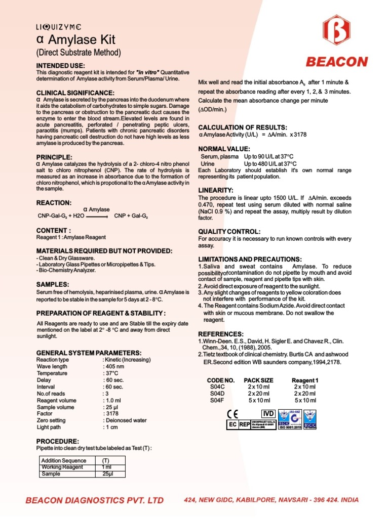 Amylase Kit α: (Direct Substrate Method) | PDF