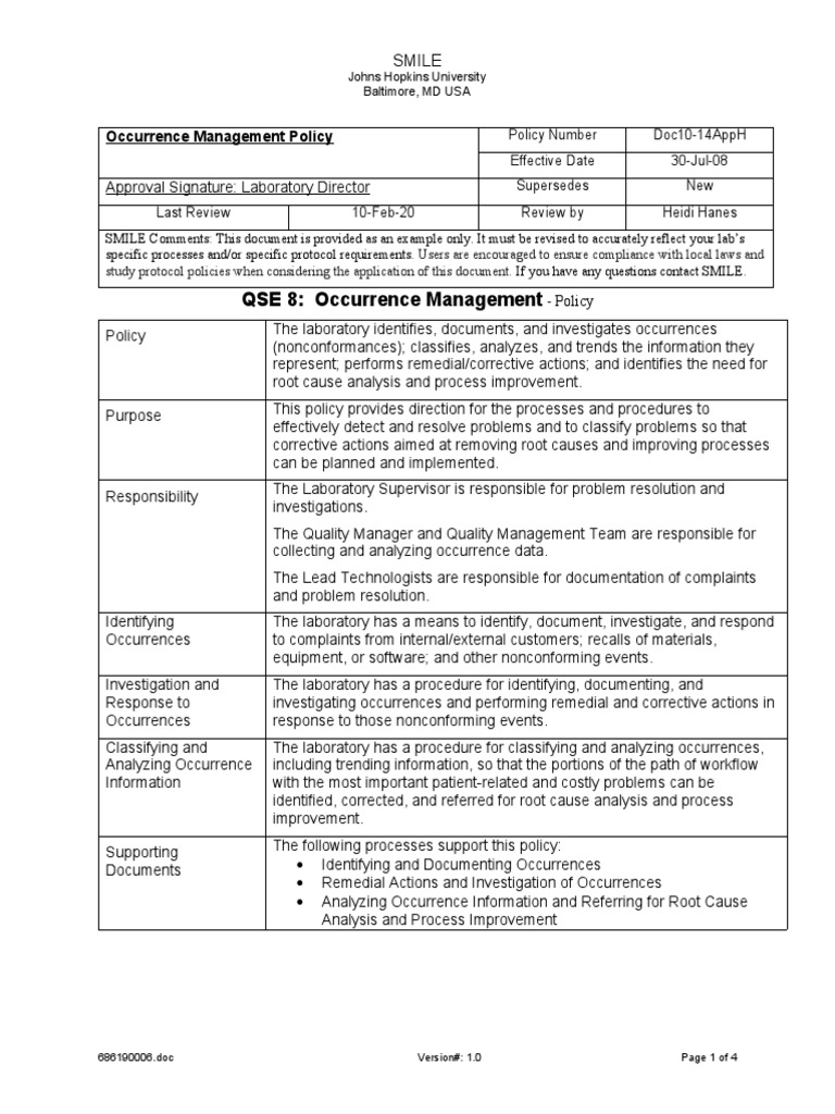 Doc10 14 App H Qse 8 Occur Mgt Pdf 