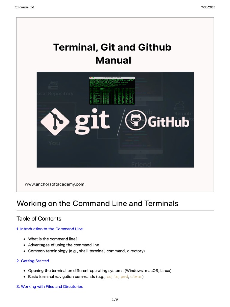 Terminal Git Github Manual | PDF