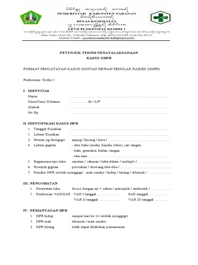 Form Pengkajian Rabies | PDF