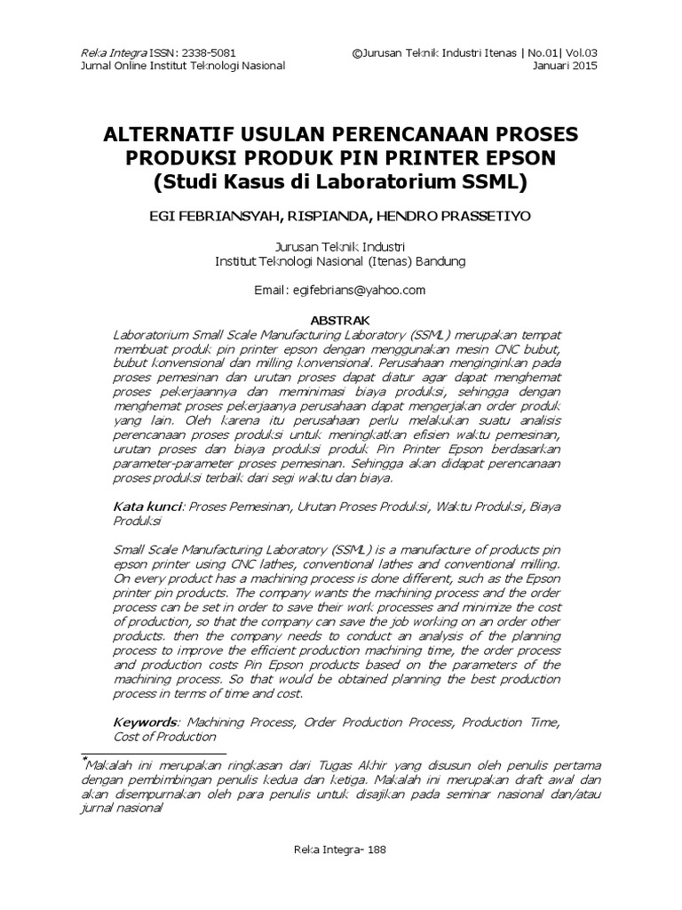 Jurnal Alternatif Usulan Perencanaan Proses Produksi Produk PIN | PDF | Seni | Teknologi & Rekayasa