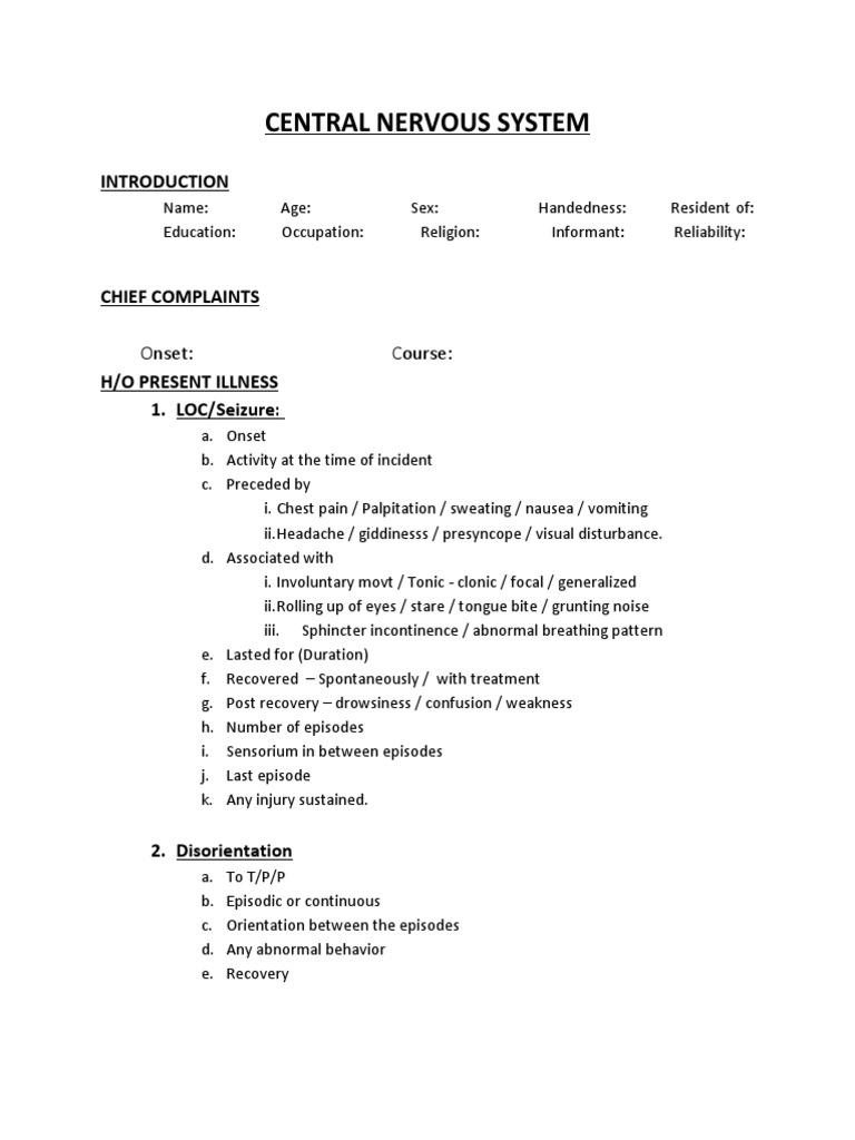 CNS Examination | PDF