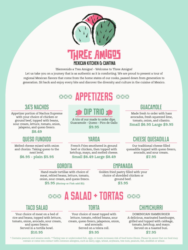 Three Amigos Menu | PDF