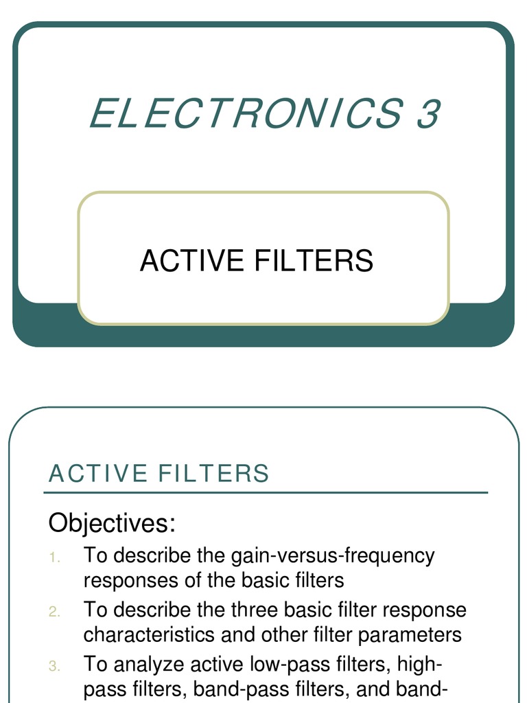Electronics 3: Active Filters | PDF | Electronic Filter | Low Pass Filter