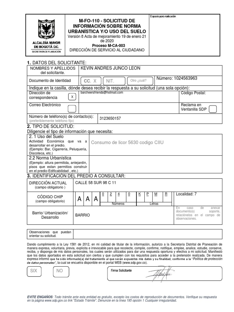 Solicitud de Información Urbanística | PDF