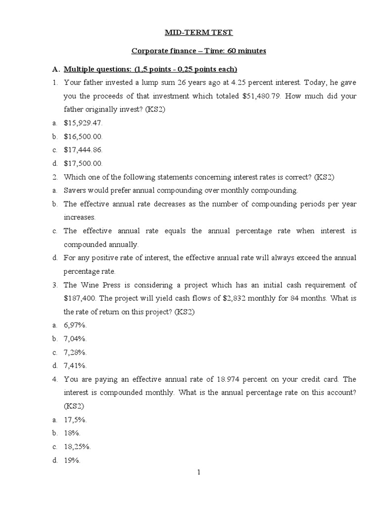 Mid-Term Test - Friday | PDF