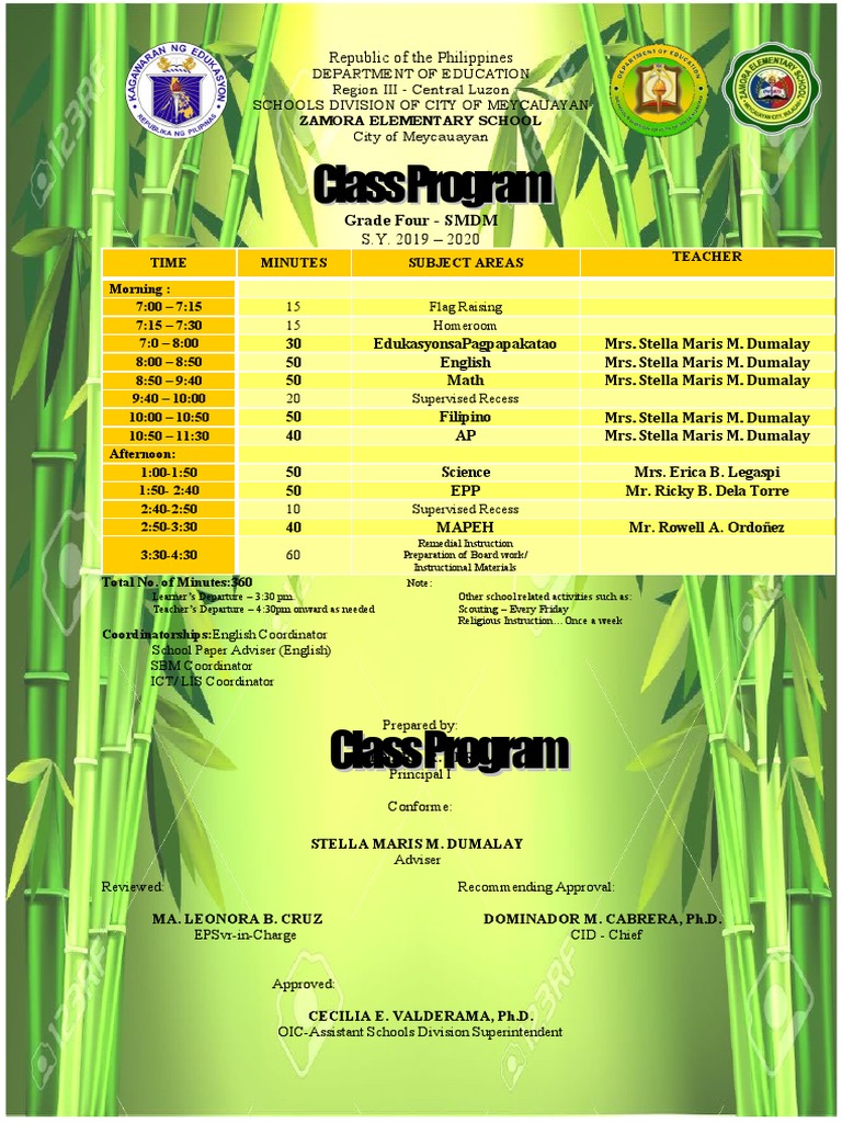 Class Program 19 20 EDITED | PDF | Social Institutions | Philippines