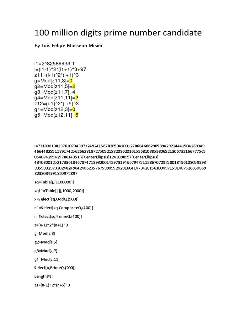 100M-Digit Prime Number Candidate | PDF