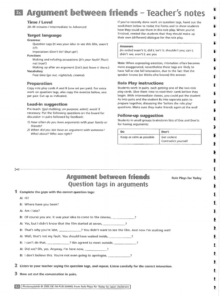 Roleplay - Argument Between Friends | PDF