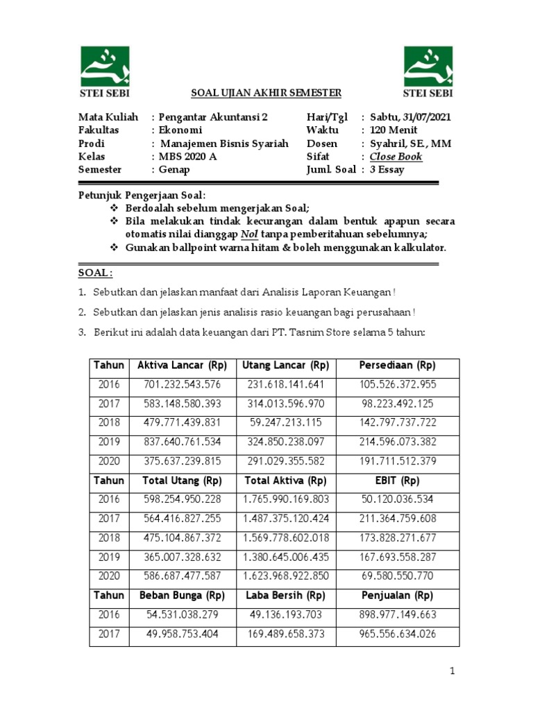 Soal Uas Pa 2 Kelas Mbs 2020 A | PDF
