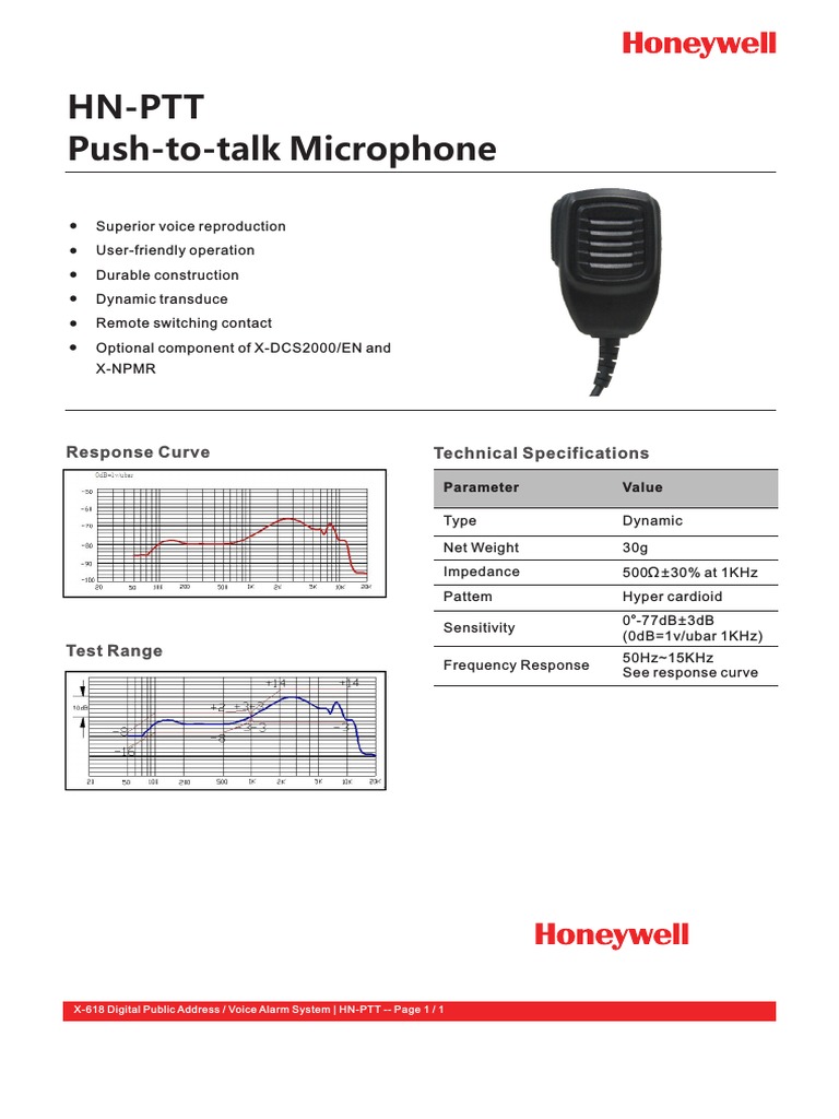 HN-PTT Push-to-Talk Microphone Specs | PDF