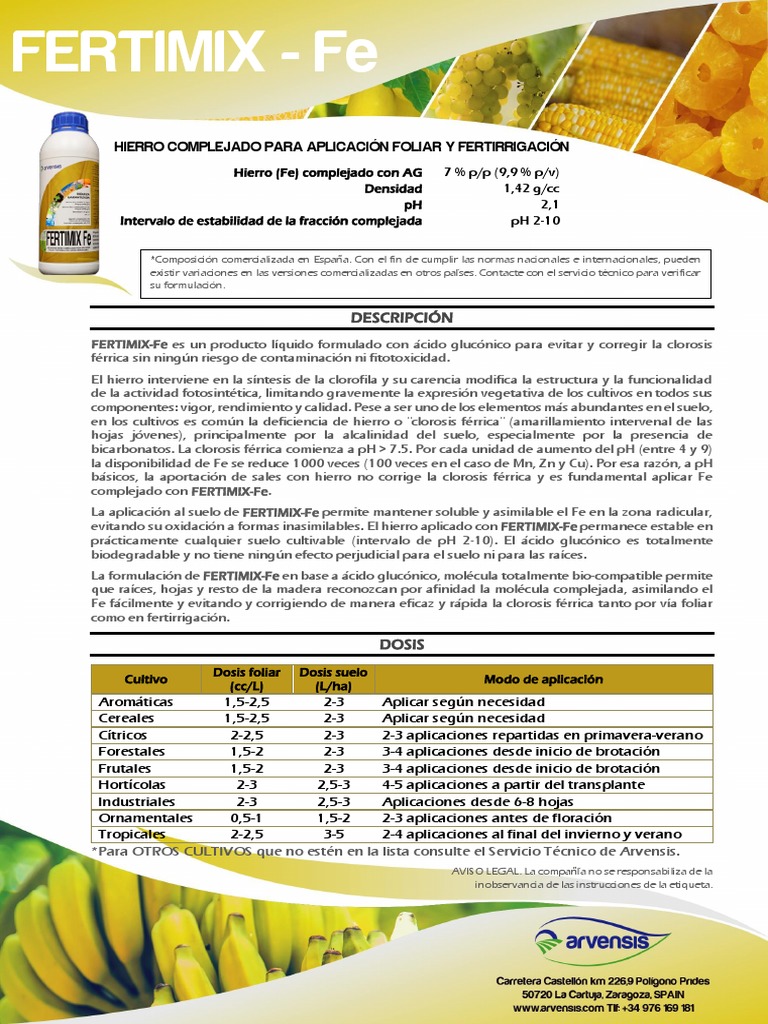 FERTIMIX-Fe: Hierro Foliar y Fertirrigación | PDF | Hierro | Suelo