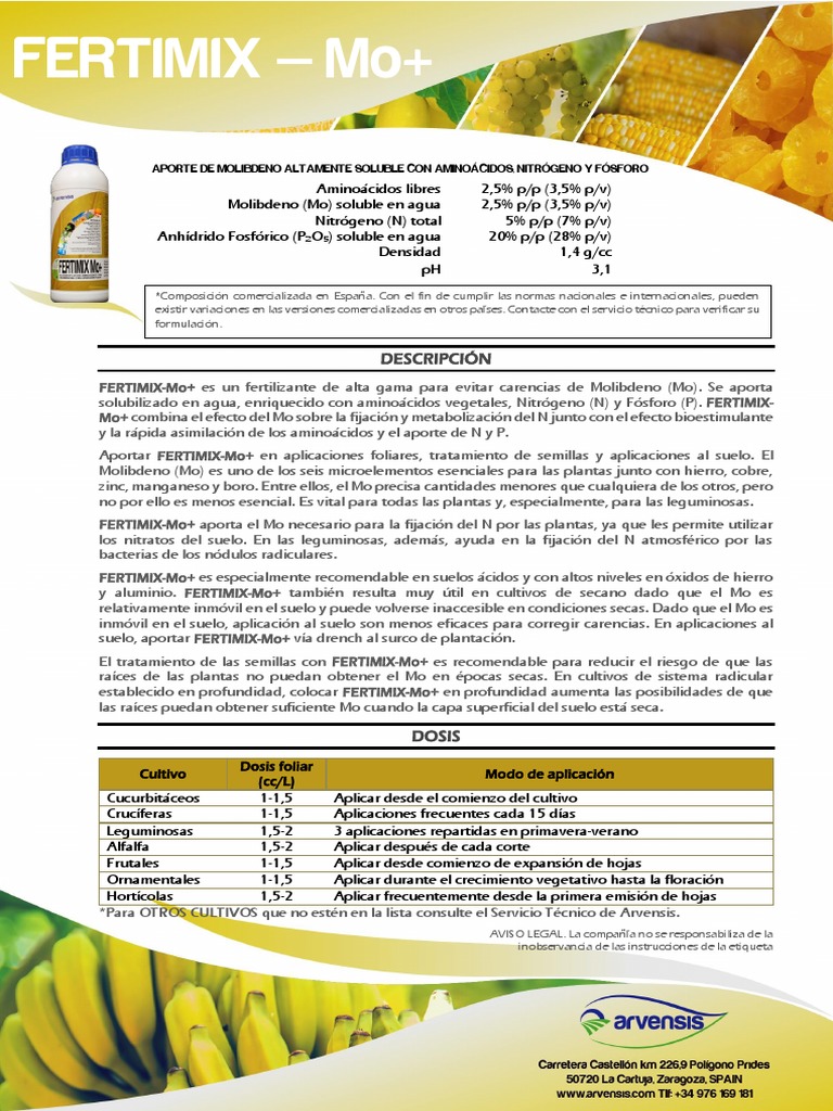 Fertilizante Mo Soluble con Aminoácidos | PDF | Molibdeno | Nitrógeno