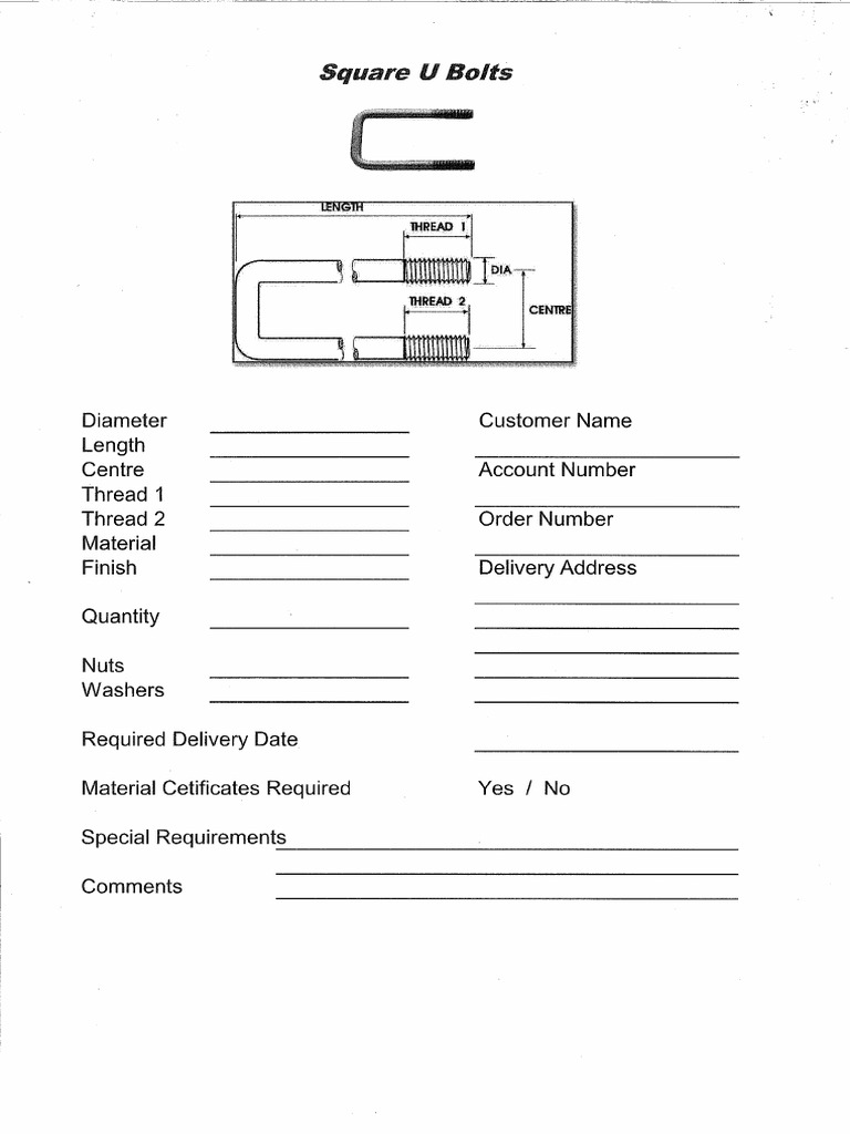 U Bolt Sqaure Query Form | PDF