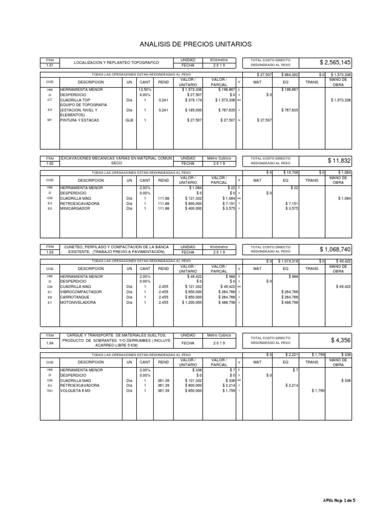 APUs | PDF | Unidades de medida