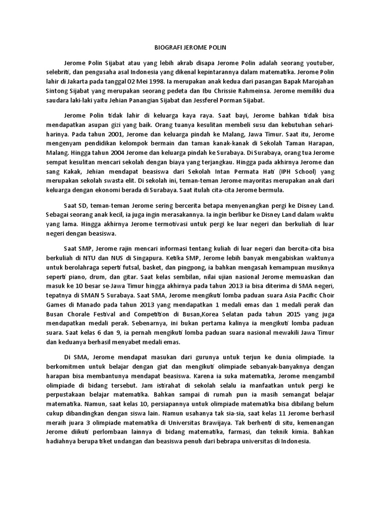 Biografi Jerome Polin | PDF