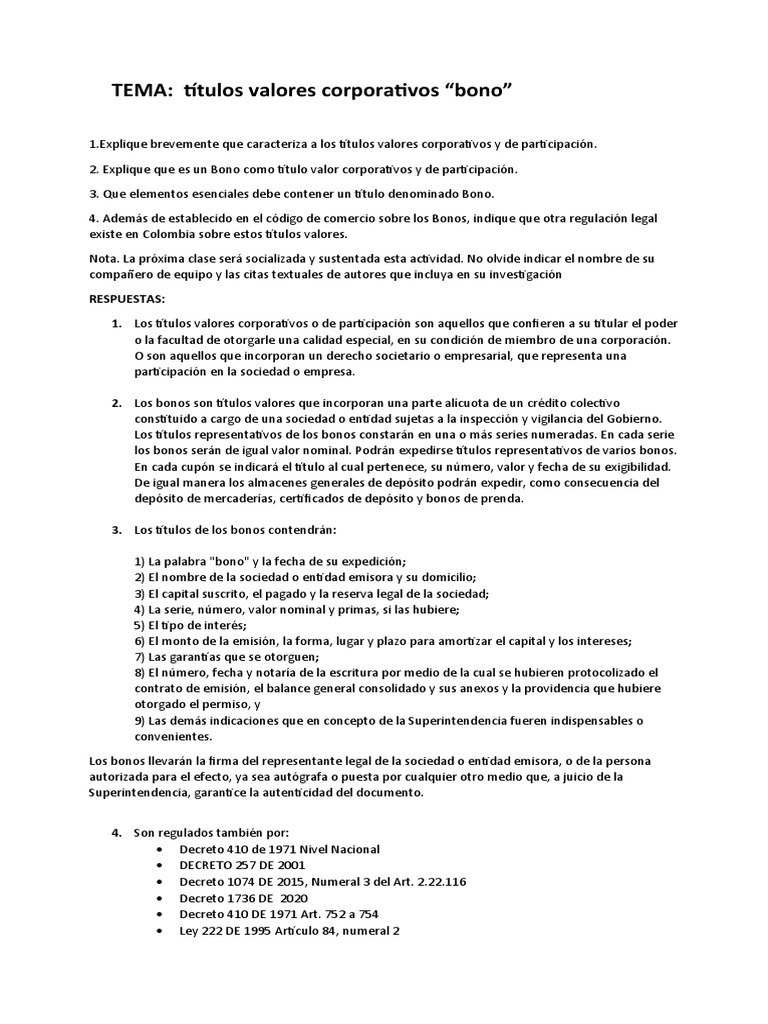 Titulo Valor Bono | PDF | Economias