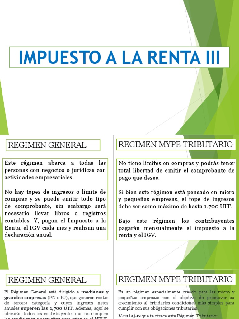 Impuesto A La Renta Iii | PDF | Impuestos | Pequeñas y medianas empresas