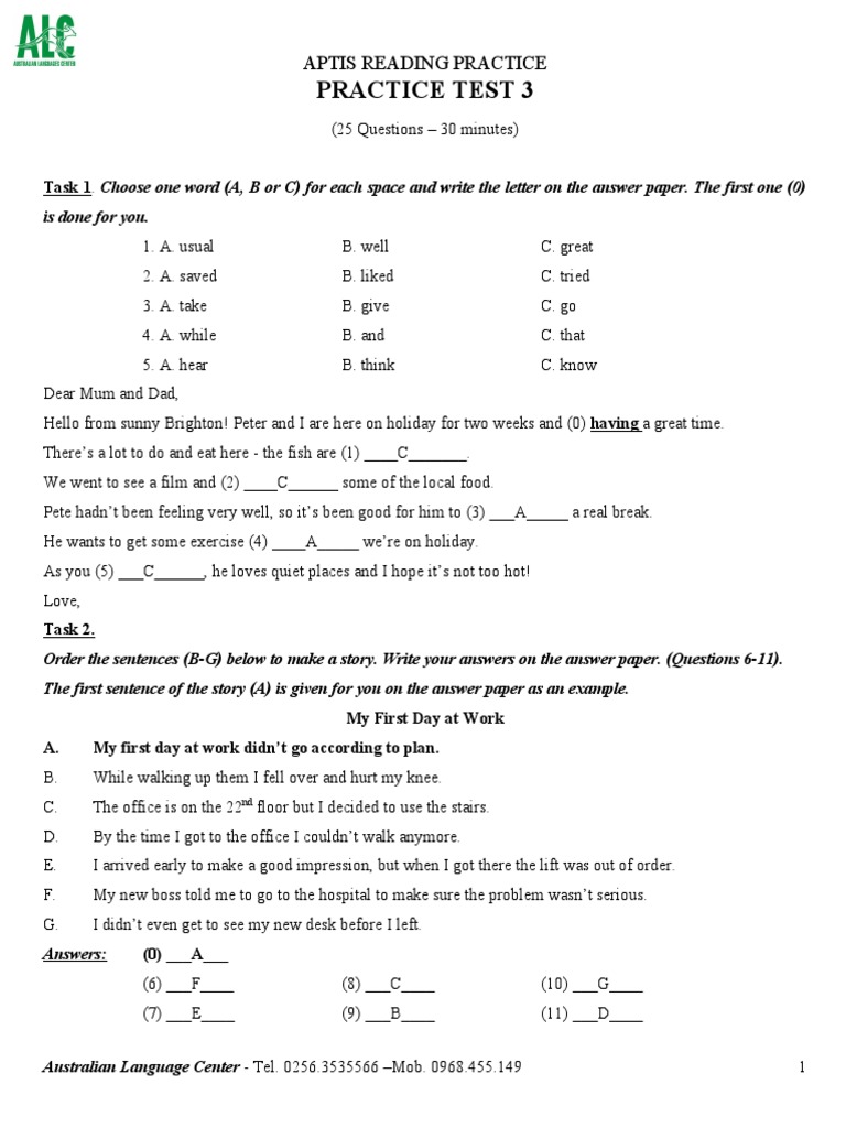 Aptis Reading Practice Test 3 | PDF | Outer Space | Astronauts