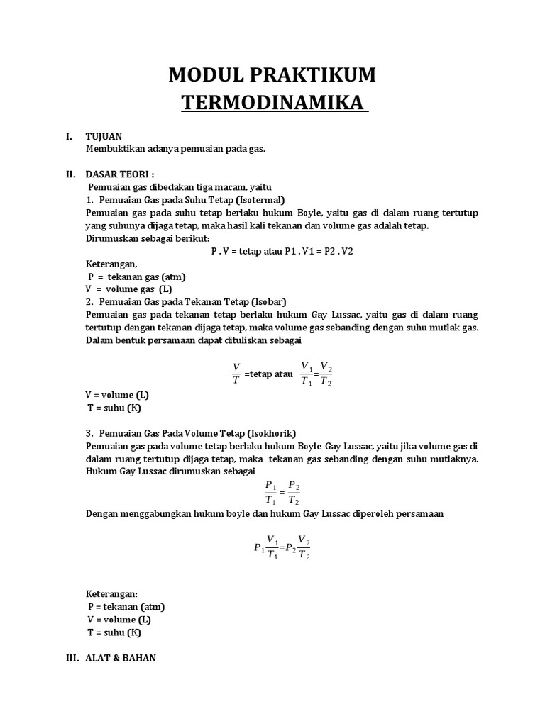Lembar Praktikum Termodinamika | PDF
