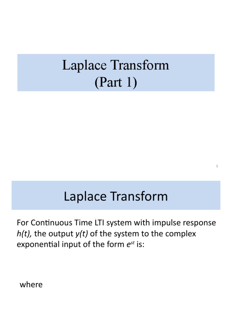 W8 - Laplace Transform (Part 1) | PDF | Laplace Transform | Complex ...