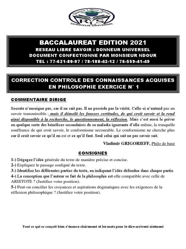 EXERCICE #1 Correction | PDF