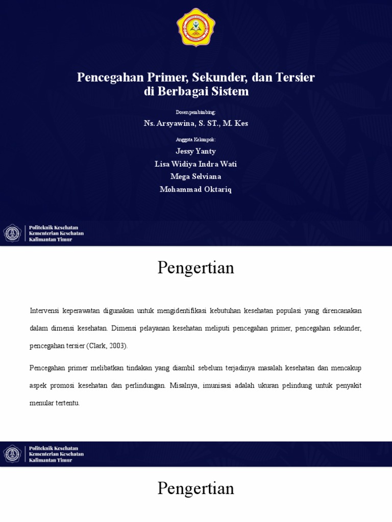 Kel 8 Pencegahan Primer, Sekunder, Dan Tersier Berbagai Sistem | PDF
