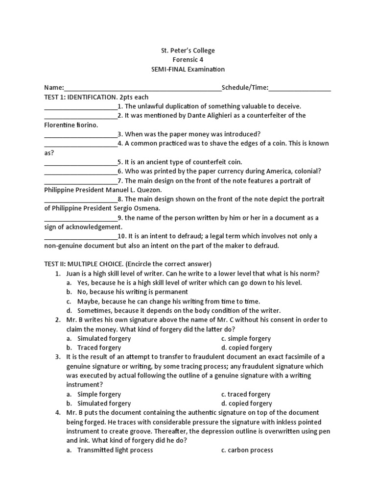 Forensic Examination: Forgery and Counterfeiting | PDF
