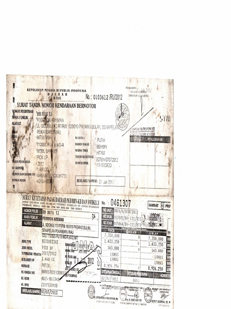 STNK Mobil Santi | PDF