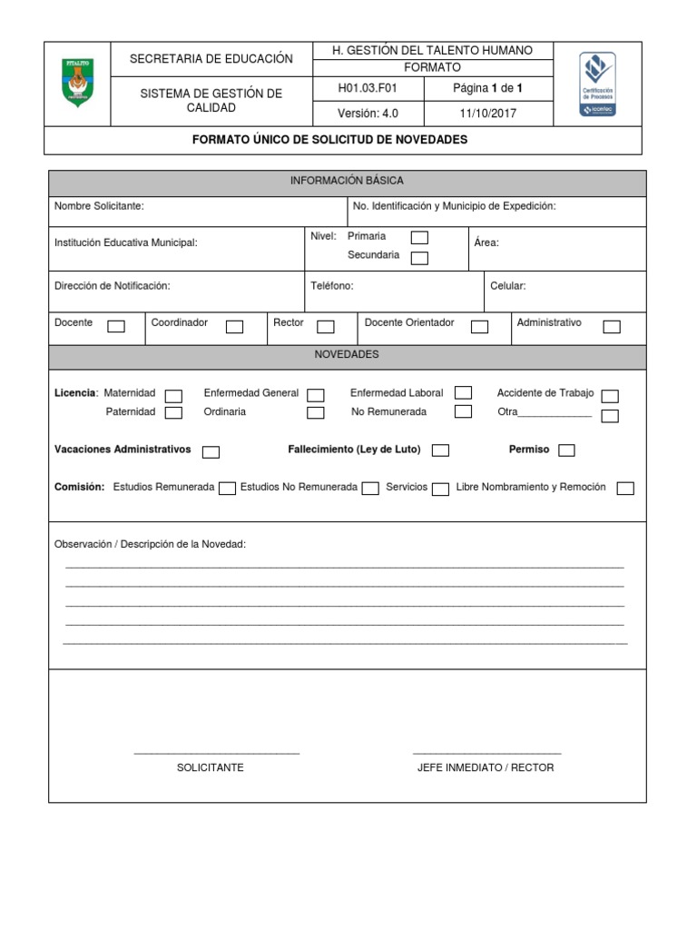 FORMATO PERMISOS DOCENTES-ADMINISTRATIVOS | PDF