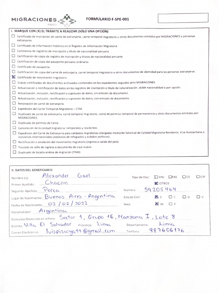Formulario F-SPE-001 | PDF