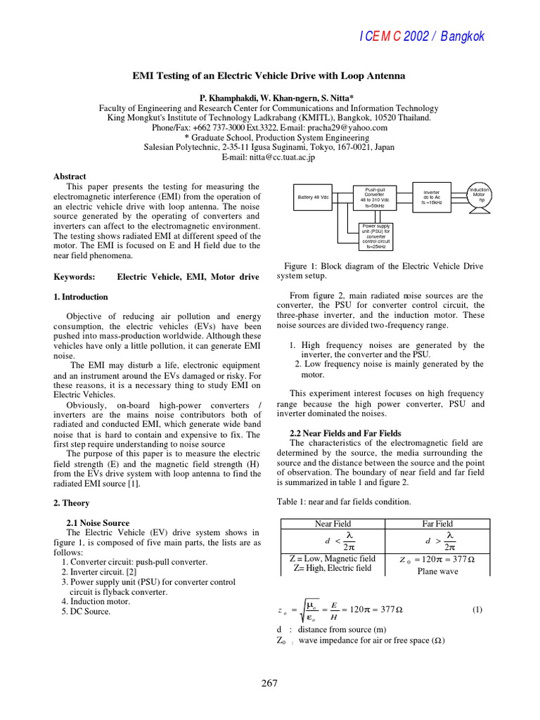 IC 2002 / Bangkok: EMI Testing of An Electric Vehicle Drive With Loop ...