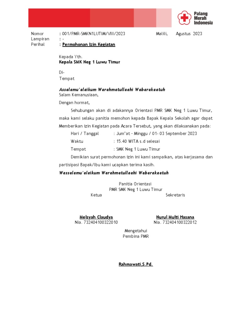 Surat IZIN PMR | PDF