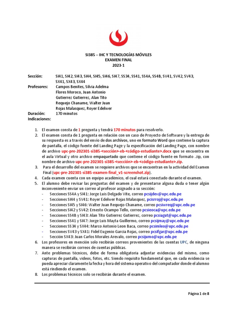 Upc Pre 202301 Si385 Examen Final - v1 | PDF | Script Java | Bootstrap (marco frontal)