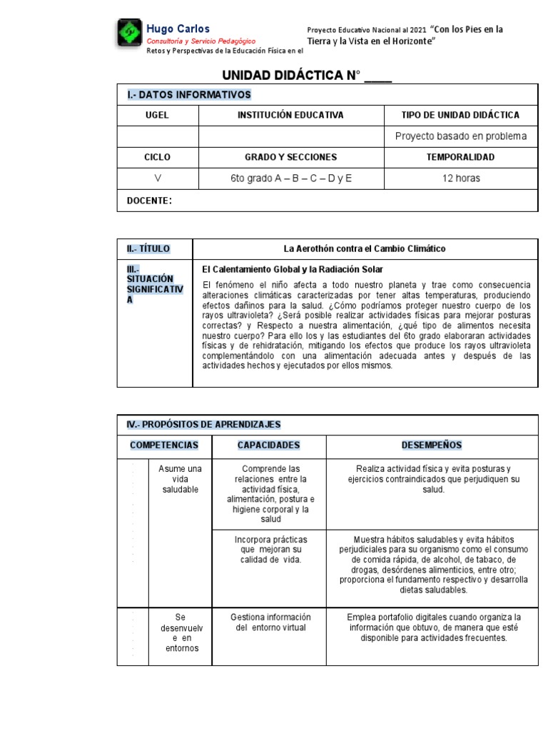 Modelo de Unidad Didactica | PDF